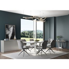DANETTI EXTENDING GREY MATT GLASS DINING TABLE WITH CAVELLO DINING CHAIRS