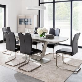 Vida Living Lazzaro 1.6M Light Grey Matt Extending Dining Table Set