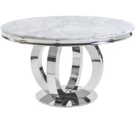 Oracle 130cm Round Grey Marble Dining Table - Round Marble Dining Tables