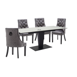 Valentina Ceramic Pop-Up Ext White Dining Table with Cambridge Chairs